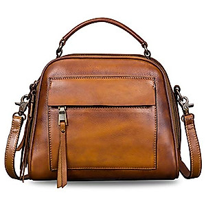 Genuine Leather Crossbody Bags for Women Handmade Vintage Hobo Handbag Clutch Satchel Purses (Brown)