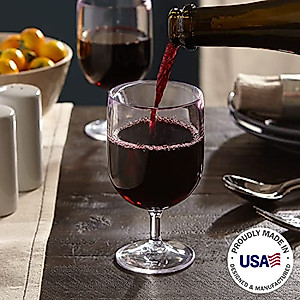 US Acrylic Stackable 8 ounce Plastic Wine Stems in Clear | Set of 8 Reusable, BPA-free, Made in the USA, Top-rack Dishwasher Safe