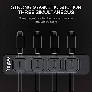 Yugoo Cable Organizer Magnetic, Magnetic Cable Clips, Cable Holder Clips Multipurpose Organizer, Desktop Cord Management for All Wires (2 Pack, Black and White)