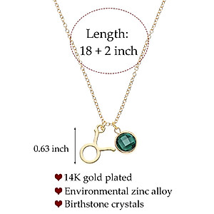 TGOLM 14k Gold Plated Taurus Sign May Birthstone Created-emerald Crystal Necklace for Women Birthday Gift
