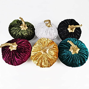 Orgrimmar 6PCS Velvet Stuffed Pumpkins Fabric Artificial Pumpkins for Home Garden Fall Decoration, Fall Harvest, Thanksgiving, Halloween Decor