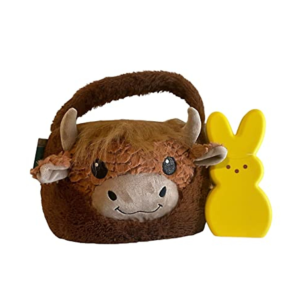PEEPS STRING LED LIGHTS AND CANDLE PEEP LED LIGHT AND A BROWN LONGHORN COW JUMBO EASTER BASKET AS SEEN ON TIK TOK