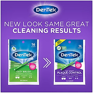 DenTek Easy Brush Plaque Control Interdental Cleaners, Tight, 16 Count (Pack of 2)
