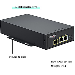 PROCET 60W SFP Fiber PoE Injector Gigabit SFP/ Uplink PoE Power Supply, LAN Multi-Options, IEEE802.3at/bt PoE++, PoE 6KV Surge Protection, Wide Temp -40℉ to 149℉, PT-PSE107GRO-S