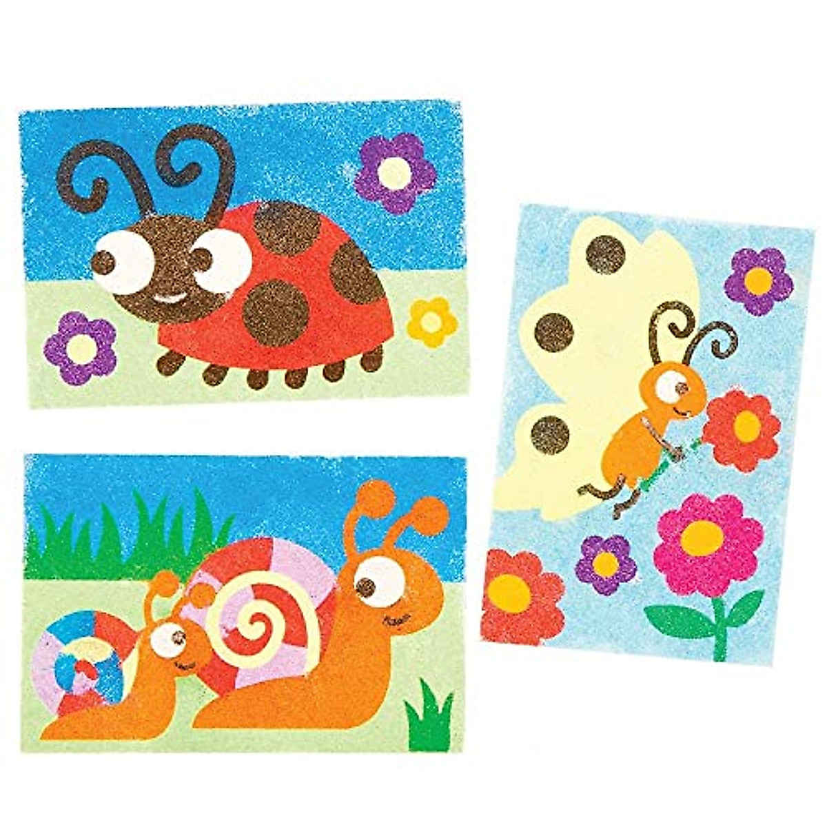 Baker Ross AT615 Bug Sand Art Pictures - Pack of 8, for Children to Decorate and Display, Ideal Kids Arts and Crafts Project