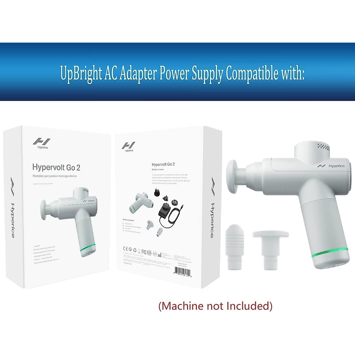 UpBright 18V AC/DC Adapter Compatible with Hyperice Hypervolt GO/Go 2/2 Pro/2 55000 001-00 55200 00100 54200 Massager Handheld Percussion Massage Gun Device MX24Z2-1801000 1A Power Supply Cord Charger