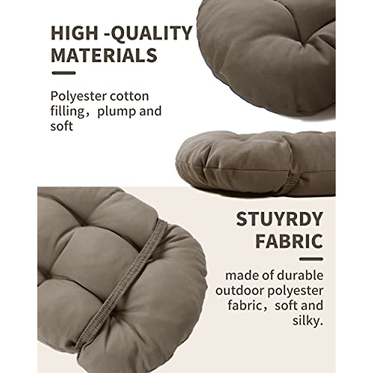 Indoor Outdoor Adirondack Chair Cushion, Patio Rocking Chairs Cushions, Waterproof Sun Protection (Brown)