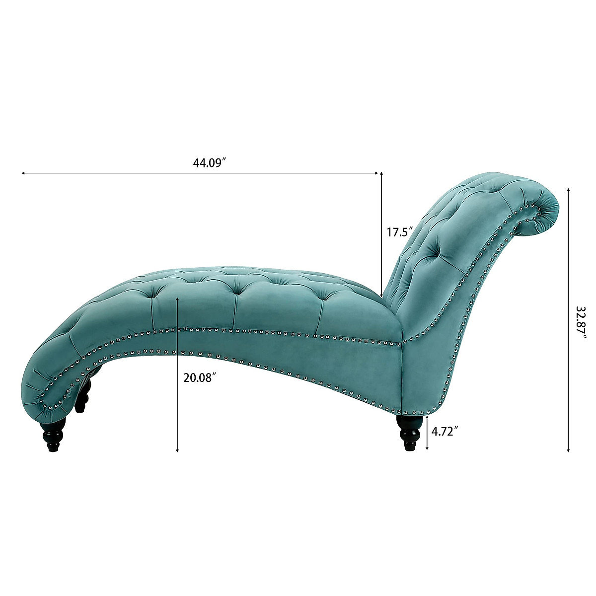 Chaise Lounge Indoor, Lounge Chair with Nailhead Trim for Bedroom, Fabric Tufted Chase Sofa Indoor, Comfortable Home Chaise Longue for Living Room Furniture Lounges(Green)