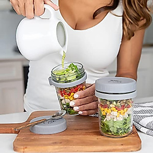 Overnight Oats Container 2-Pack - 10-Oz Glass Mason Jars w/ Spoons & Recipe Book