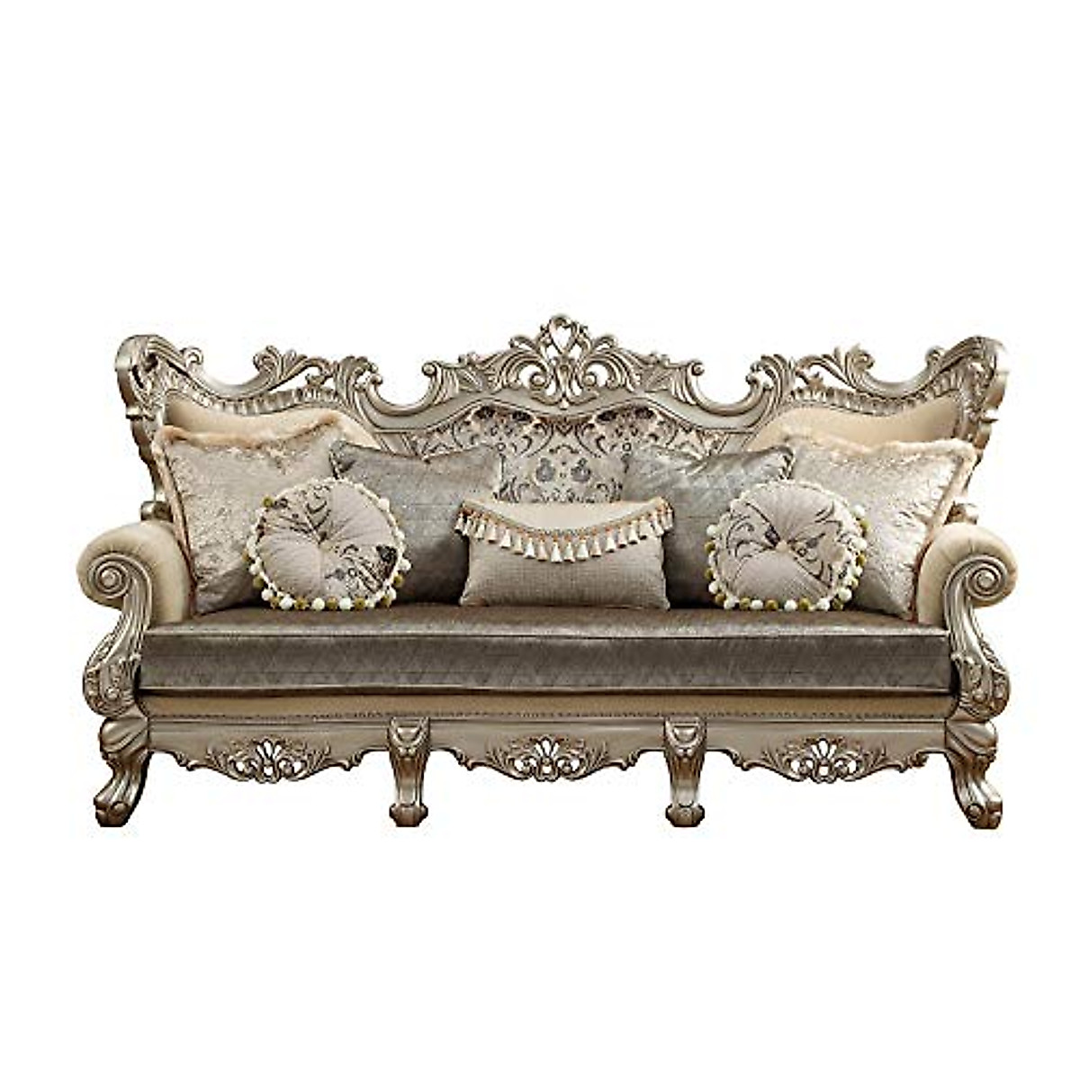 Acme Ranita Sofa,Tan Fabric, Champagne Wood Trim