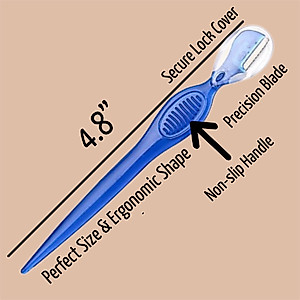ALAZCO 30 pc Eyebrow Razor Precision Shaver Facial Exfoliating Dermaplaning Tool Peach Fuzz Face Brow Touch-Up Shaper Lip Bikini Area Razor Trimmer Washable Reusable Women Men - Blue