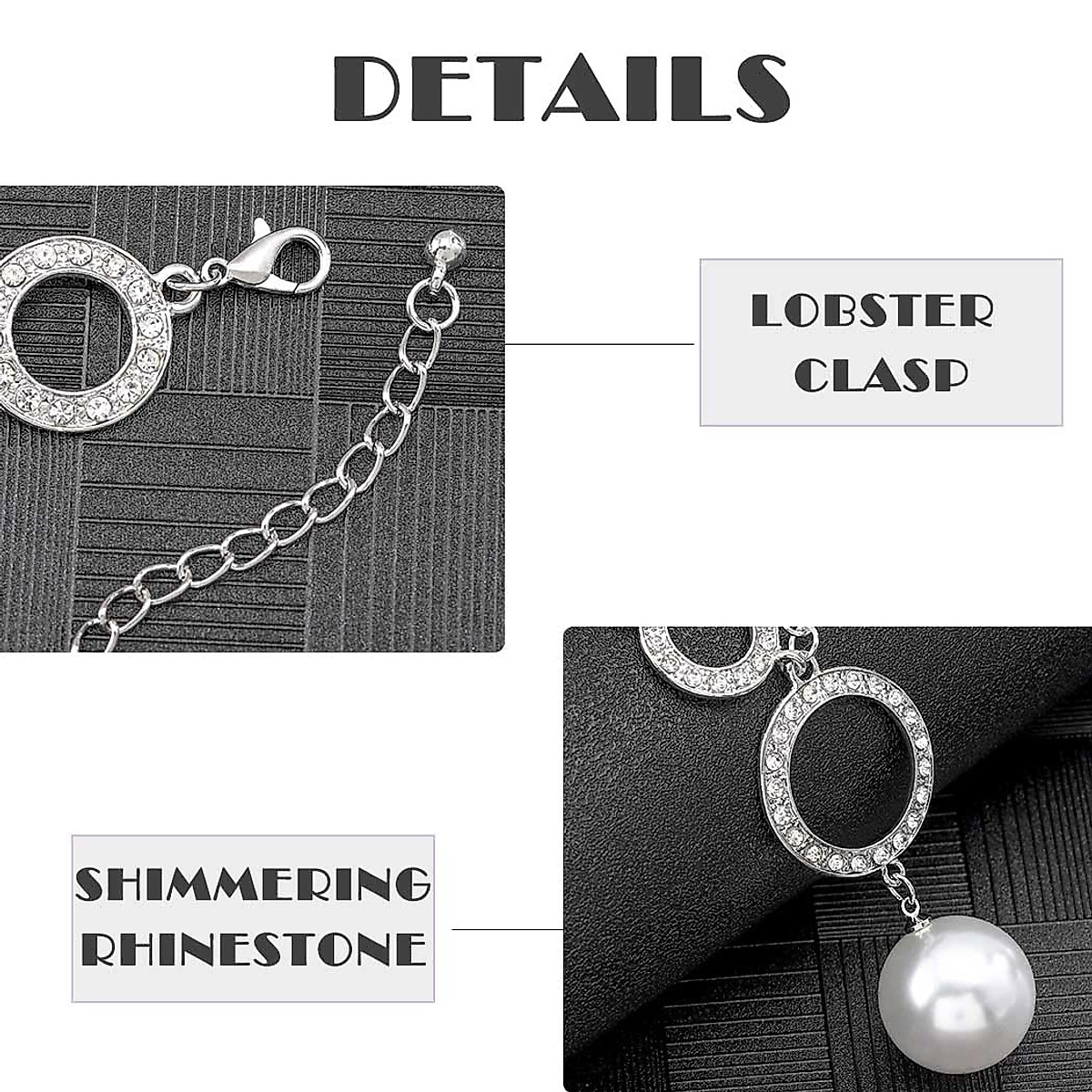 ELABEST Sparkly Rhinestone Necklace Pearl Necklace Crystal Choker Circle Necklace Trendy Tennis Chain Dainty Wedding Bridal Bridesmaid Jewelry for Women (Silver)