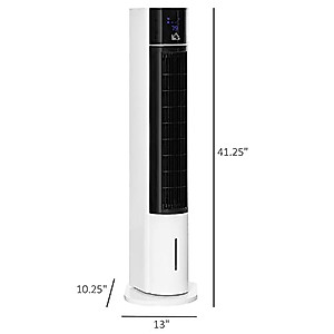 HOMCOM 42" Oscillating Evaporative Air Cooler for Home Office with Timer, 3-In-1 Ice Cooling Tower Fan Humidifier with 3 Modes, 3 Speeds, LED Display and Remote Control