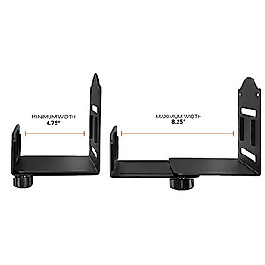 Mount-It! CPU Wall Mount Bracket, Desktop Computer Tower Holder with Safety Straps, Heavy Duty Size Adjustable CPU Holder, Steel, Black, 22 Lbs Capacity, Saves Floor and Desk Space