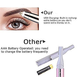 REAZEAL Rechargeable Eyebrow Hair Remover Painless-Precision Eyebrow Trimmer Eyebrow Razor Tool for Face Lips Nose Facial Hair Removal for Men Women