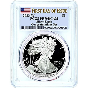 2023 W 2023 W Silver Eagle Proof Congraulations $1 Graded by PCGS First Day of Issue $1 PCGS PR-70