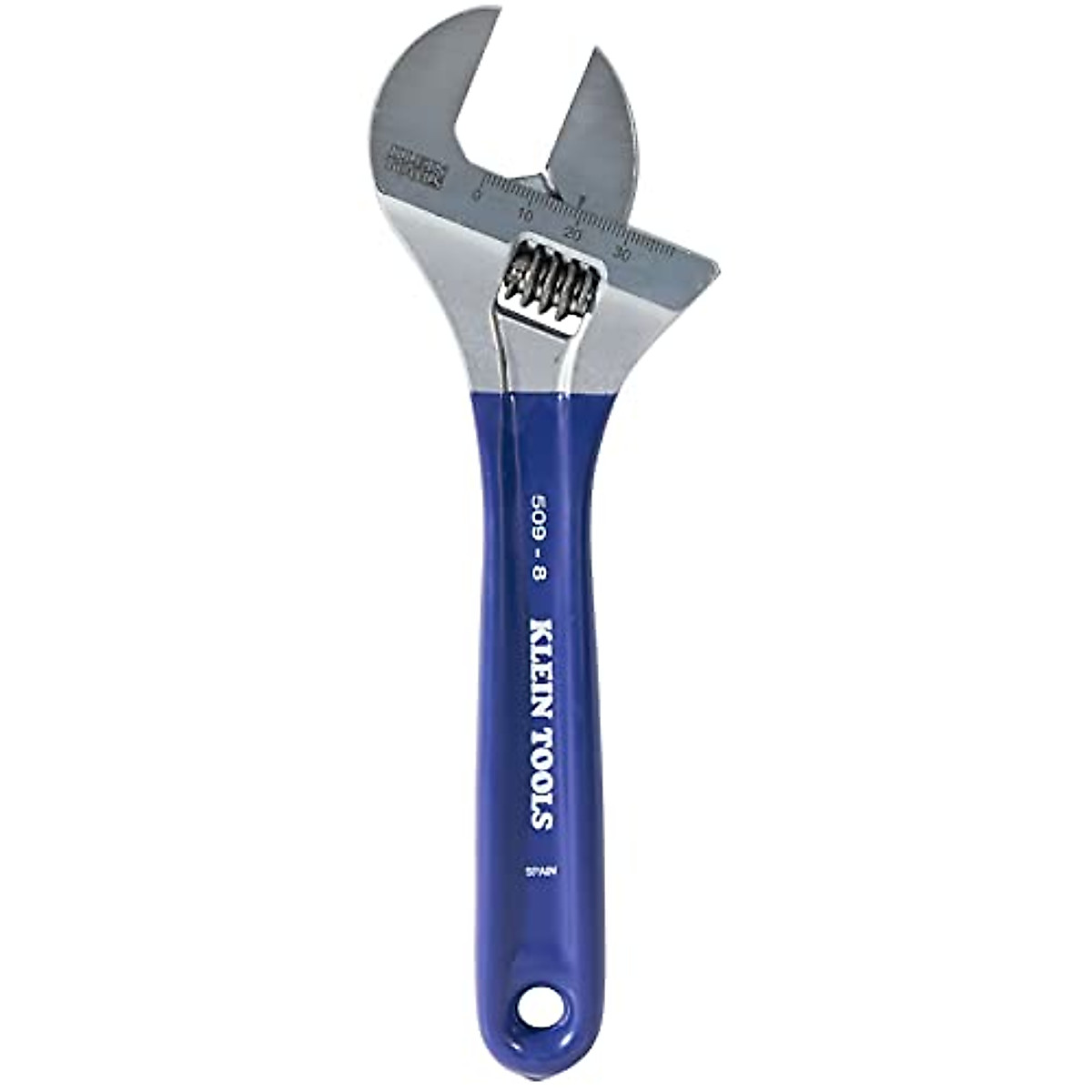 Klein Tools D509-8 Adjustable Wrench, Extra Wide Jaw Forged Drive Wrench with High Polish Chrome Finish, 8-Inch