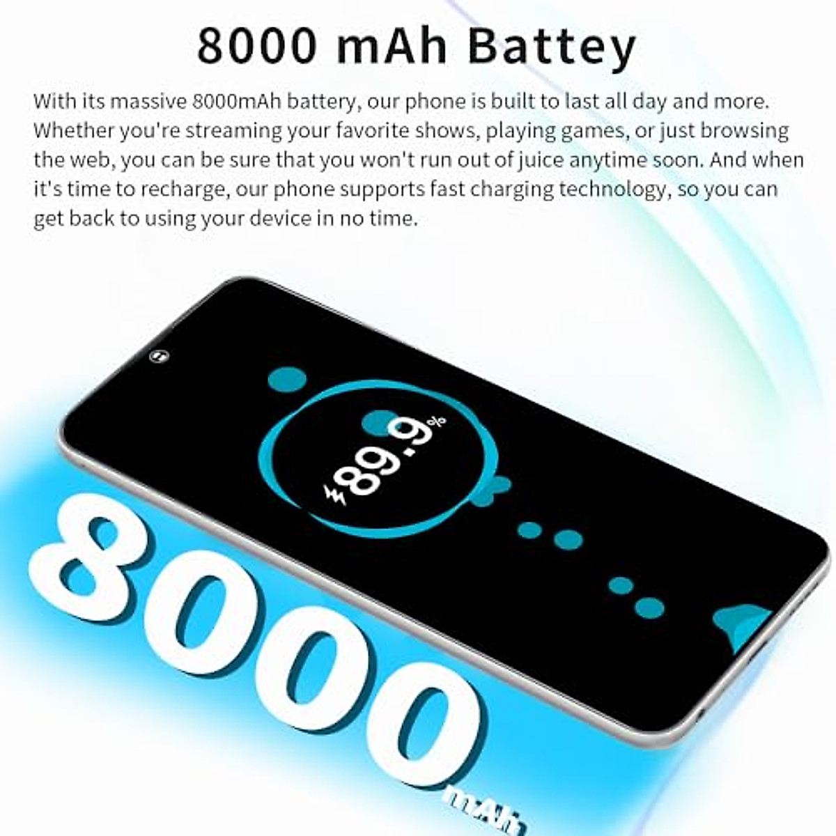 VSMOX 2023 Upgrade Mobile Phones S30Ultra, Mobile Phone 8GB 256GB/128GB, 8000mAh, Android 13, 6.53in HD, 108MP 50MP, 3 Cards Slots, 5G Dual Sim Free Unlocked,White-8GB~256GB