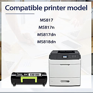 53B1000 Toner: DRA MS817 Toner Cartridge Compatible Replacement for Lexmark MS817 MS817n MS817dn MS818dn Printers.12000 Pages, 2 Pack