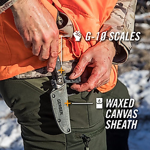 Gerber Gear Downwind Caper - Fixed Blade Knife with Sheath for Hunting Gear - Black