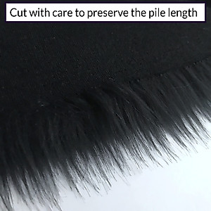 Bianna Pitch Black Faux Fur Fabric, 60 inches Wide Options, American Seller, Luxury Shag Shaggy Material for Crafting, Sewing, Costumes, Fursuits, Home Decor (8x8 inches)