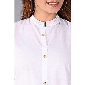 Henayatexofab Indian Women's Plain Cotton Kurti Top (as1, alpha, m, regular, regular, White)
