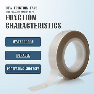 2 Rolls 1/2 Inch x 33 Feet Low Friction Tape,Drawer Slide Tape,Drawer Glide Tape,Squeak Resistant Tape,Abrasion Resistance Tape,Surface Protection Tape for Wood,Drawer,Cabinet,Curtain,Furniture,White