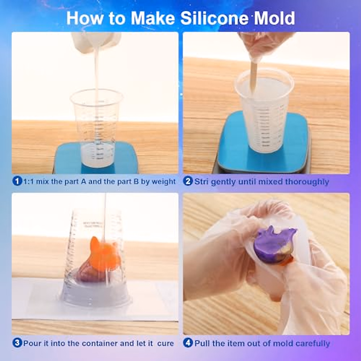 CHANGTIKEJI Silicone Mold Making Kit,84OZ Super Elastic Liquid Silicone for Mold Maker, Fast Cure Translucent Silicone Rubber for Casting Resins Mold,Silicone Mold,Candle Mold,Soap Mold,Food Mold