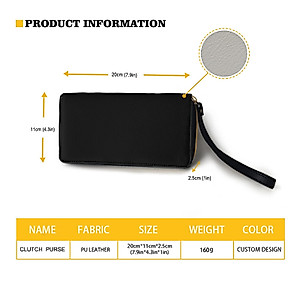 Xpyiqun Sunflower Cow Zipper Leather Women's Wallet Slim Long Fashion Clucth Purse with Wristlet Credit Card Holder for Teen Girls Boys Female Cell Phone Bag Coin Pouches