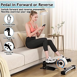 SPORFIT Under Desk Elliptical Machine, Seated Mini Elliptical Stepper for Office,Magnetic Resistance for Quiet and Durable,Pedal Exerciser w/LCD Monitor