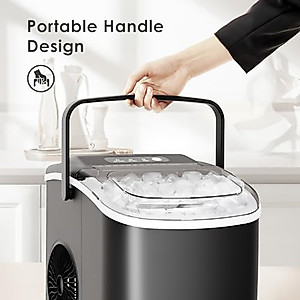 Ice Makers Countertop with Self-Cleaning, 26.5Lbs/24Hrs, 9 Cubes Ice Ready in 6~9Mins, Portable Ice Maker with Ice Scoop/Basket for Home/Kitchen/Office/Bar, Black