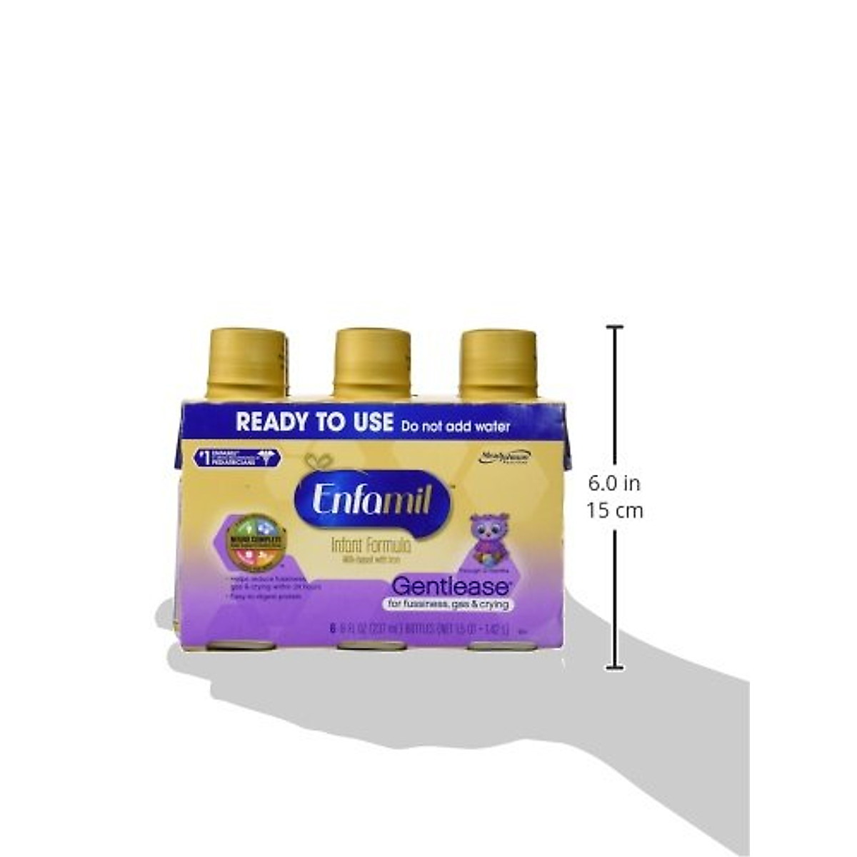 Enfamil Gentlease Ready to Feed Baby Formula, Eases Gas, Fussiness, Crying & Spit-up in 24 Hours, Ready to Use 8 Fl Oz, Pack of 6, Total 48 Fl Oz