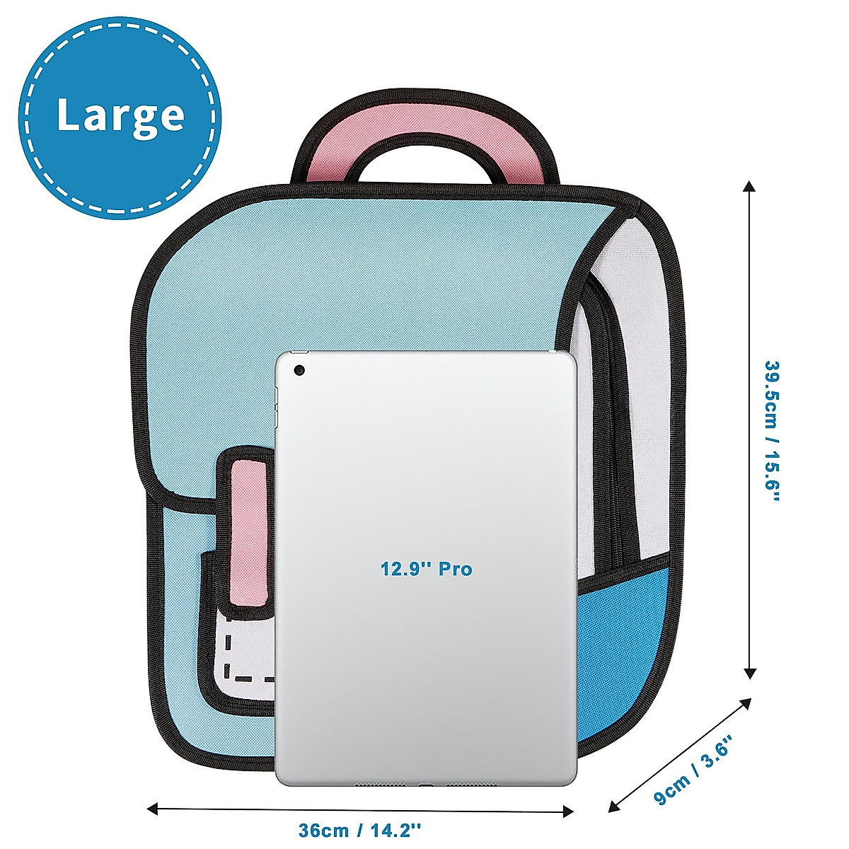 Aobiono Kawaii Backpack Cute Cartoon 3D Jump Style 2D Drawing from Comic Paper Anime Bookbag School Supplies Fun Daypack (Pink)