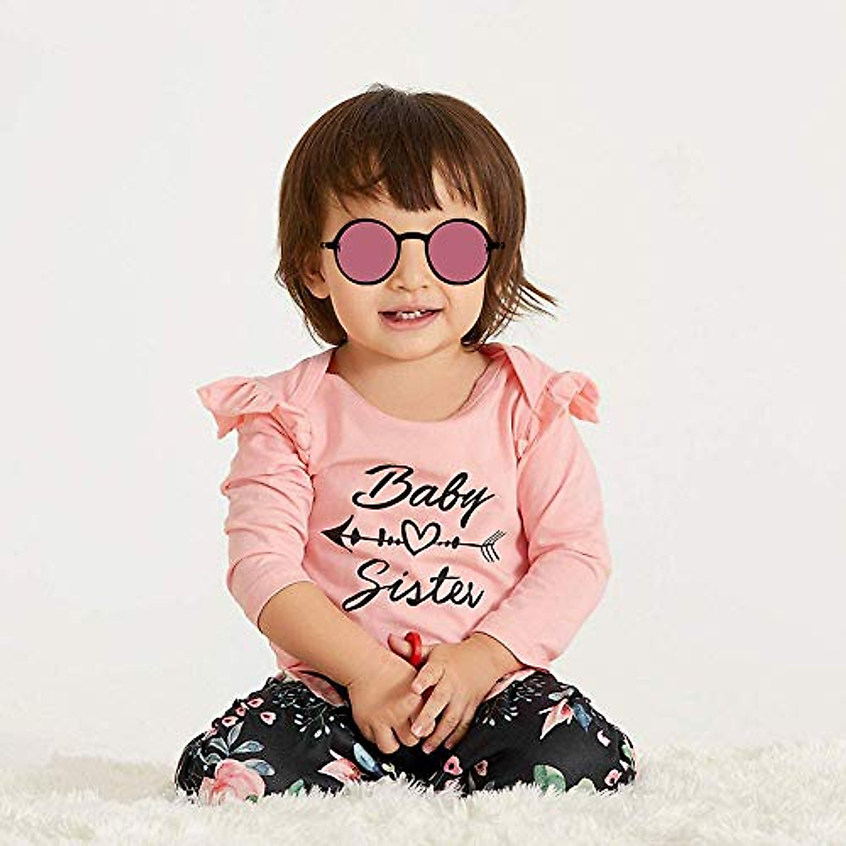 KANGKANG Newborn Baby Girl Clothes Cute Baby Girl Outfits Print Pattern Ruffled Bodysuit Floral Pants with Headband 3Pcs Set Newborn Baby Girl Outfit