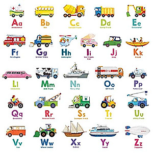 DECOWALL BA-2005N Transport Alphabet Kids Wall Stickers Wall Decals Peel and Stick Removable Wall Stickers for Kids Nursery Bedroom Living Room