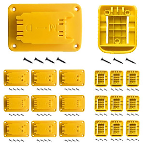 SKCMOX Tool Holders Battery Holders Mount for Dewalt 20V Battery Drill Tool Yellow 10pcs tool holders and 10 pcs battery holders