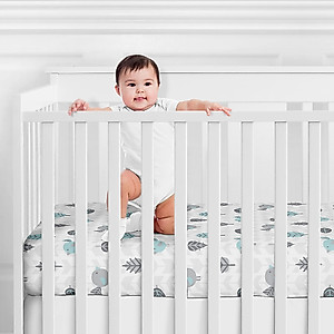 Fitted Crib Sheet for Turquoise Blue and Gray Earth and Sky Baby/Toddler Bedding - Nature Print
