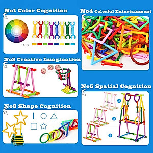 JUANYUE 500 PCS Building Toy Building Blocks Bars Different Shape Educational Construction Engineering Set 3D Puzzle, Interlocking Creative Connecting Kit, Building Construction Toys A Great STEM Toy