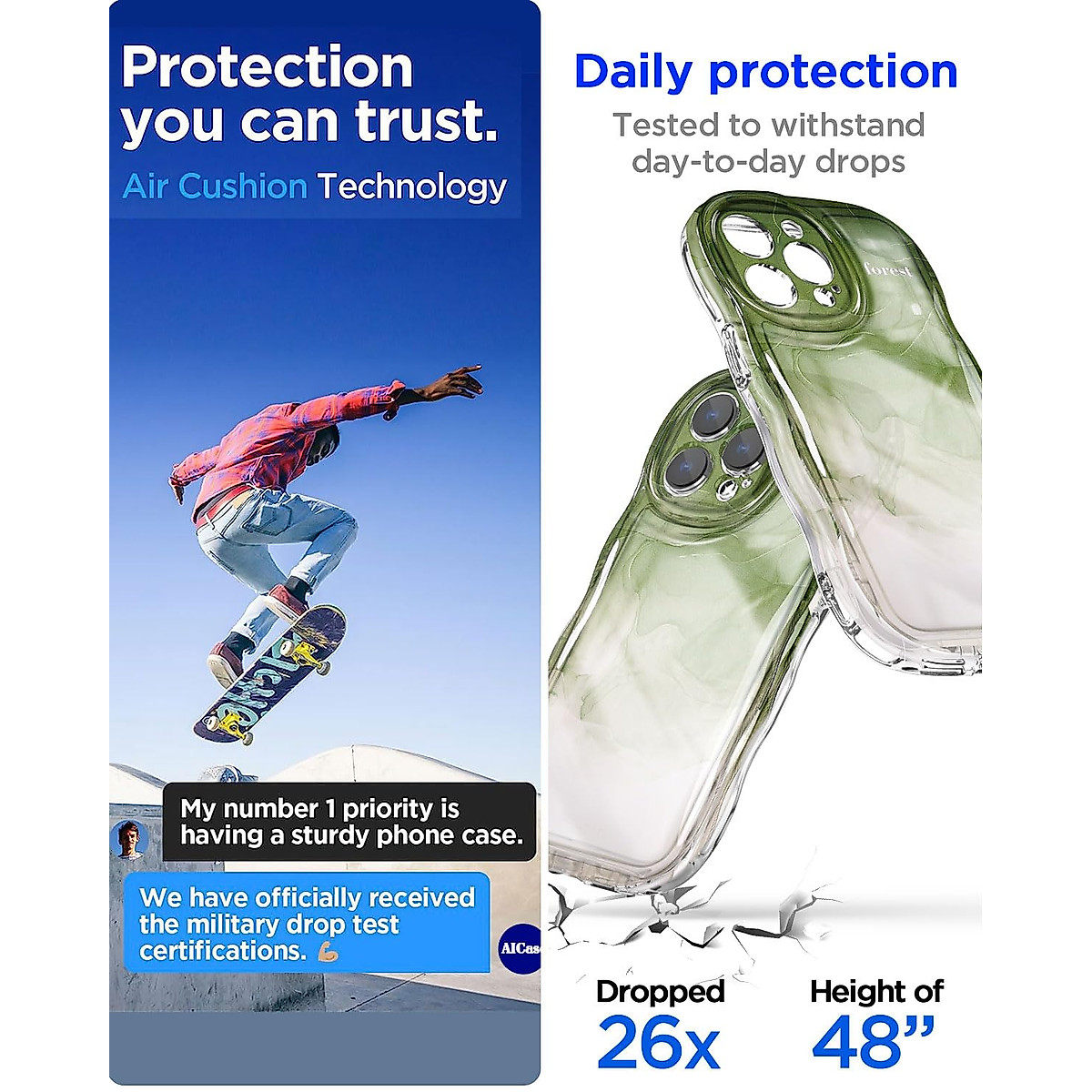 AICase iPhone 14 Pro Max Case Curly Wave Frame Cute Design with Full Camera Lens Protection,Aesthetic Kawaii Slim TPU Bumper Luxury Plated Shockproof Protective Transparent for Women Girls Men