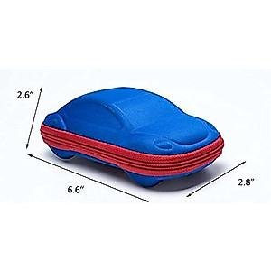 Ergonflow Pack of 2 Candy Color Kids Cartoon Sunglasses Case Car Shaped Spectacle Zipper Hard Eyeglass Case Box, Colors may vary
