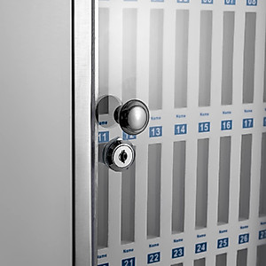 BANLICALI Phone Locker, 36-Slot Stainless Steel Cell Phone Locker Box, Desktop & Wall-Mounted Cell Phones Storage Cabinet with Door Locks and Handle for Classroom Office Employees Silver