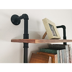 Anynice Industrial Ladder Pipe Shelves, Wall Mounted Rustic Bookshelf, Retro Metal Wood Bookcases (Weathered Brown, 6 Tier - 10" D x 24" W x 82.5" H)