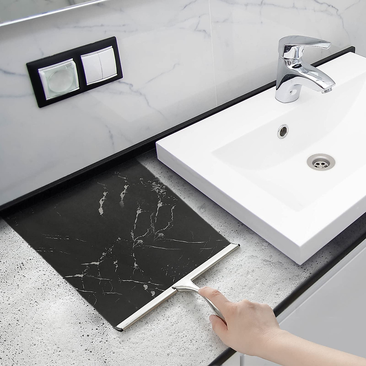 HIWARE All-Purpose Shower Squeegee for Shower Doors, Bathroom, Window and Car Glass - Stainless Steel, 10 Inches