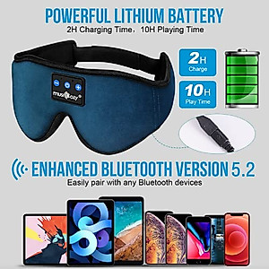 MUSICOZY Sleep Headphones 3D Bluetooth Sleep Mask, Wireless Sleeping Headphones Music Earbuds Eye Mask for Side Sleepers Men Women Ultra Thin Speakers Cool Gadgets Birthday Holiday Gifts, Pack of 2
