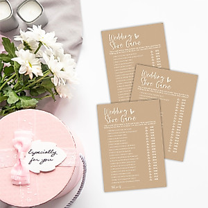 Hsupl Bridal Shower Game Cards, Wedding Shoe Game, Minimalism Wedding Party Game Cards for 30 Guests, Engagement Party Activities, Newlyweds Party Decoration 30 Supplies(Brown) - B04
