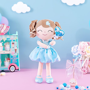 Gloveleya Baby Doll Gifts Plush Curly Girl Toys with Love 16" Azure