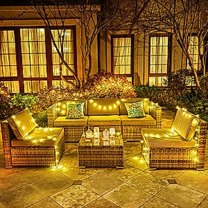 YITAHOME 6 Piece Outdoor Patio Furniture Sets, Garden Conversation Wicker Sofa Set, and Patio Sectional Furniture Sofa Set with Coffee Table and Cushion for Lawn, Backyard, and Poolside, Gray Gradient