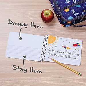 Oxford Jr. Primary Composition Spiral Notebooks, Half Size, 4-7/8 x 7-1/2 Inches, Kids Handwriting & Drawing Story Journal, Pre-K, Grades K-2, 100 Sheets/200 Pages, 3 Pack, Red, Yellow, Blue