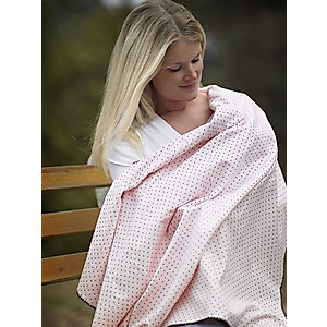 SwaddleDesigns Large Receiving Blanket, Ultimate Swaddle for Baby Girls, Softest US Cotton Flannel, Best Shower Gift, Made in USA, Brown Polka Dots on Pastel Pink (Mom's Choice Award Winner)