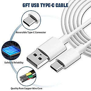 Samsung Charger Fast Charging with USB Type C Cable 6FT for Samsung Galaxy S10/S10e/S10 Plus/S9/S9 Plus/S8/S8 Plus/S20 S21 S22 Ultra/Note 8/Note 9/Note 10/A13/A03s/A32/A31/A30/A50/A51/A52/A53 [2-Pack]